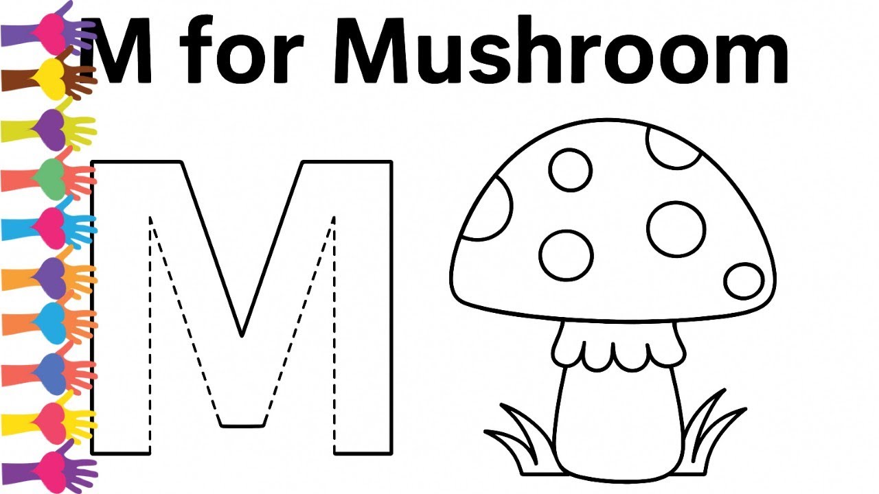 M for Mushroom | Alphabet Coloring Page | Fun Learning for Kids - YouTube