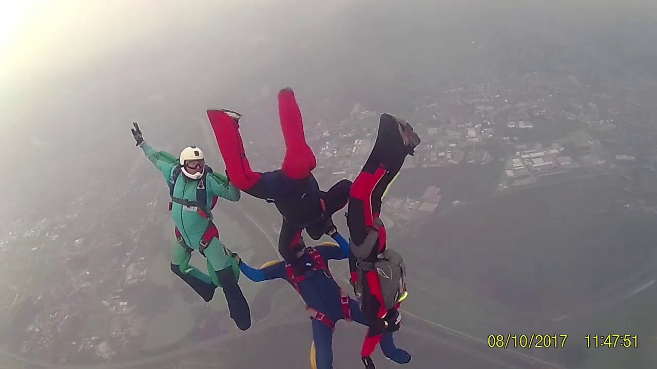Skydiving tandem jump, 4-way 2017 - YouTube