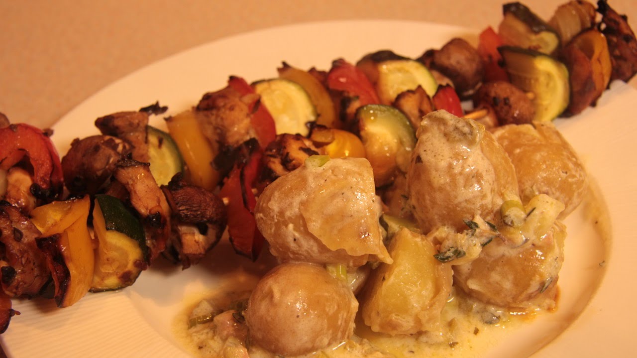 Maple Chilli Chicken Kebabs & Potato Salad | Funky Fresh Food - YouTube