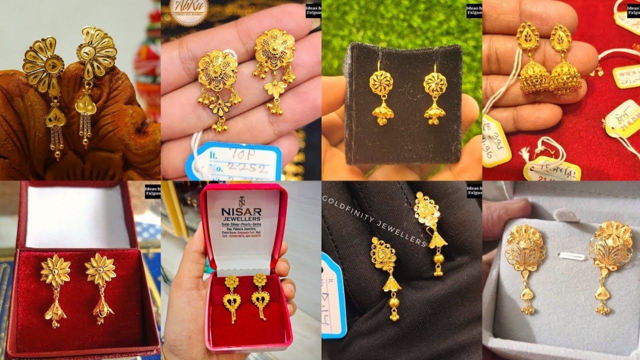 simple and beautiful gold earing collection // সিম্পল এবং সুন্দর কিছু ...