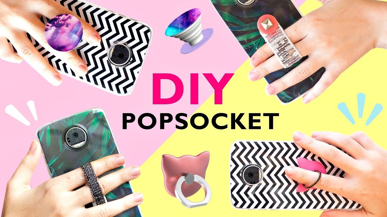 4 DIY POPSOCKET e SUPORTE de dedos para CELULAR - Como fazer fácil ...