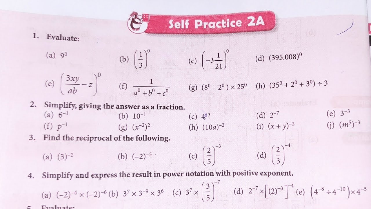 new learning composite mathematics class 8 solutions chapter 2 | zero exponent and negative ...