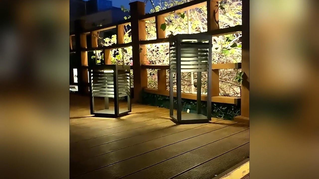 Square Waterproof LED Black Modern Portable Lawn Lamp Solar Outdoor ...