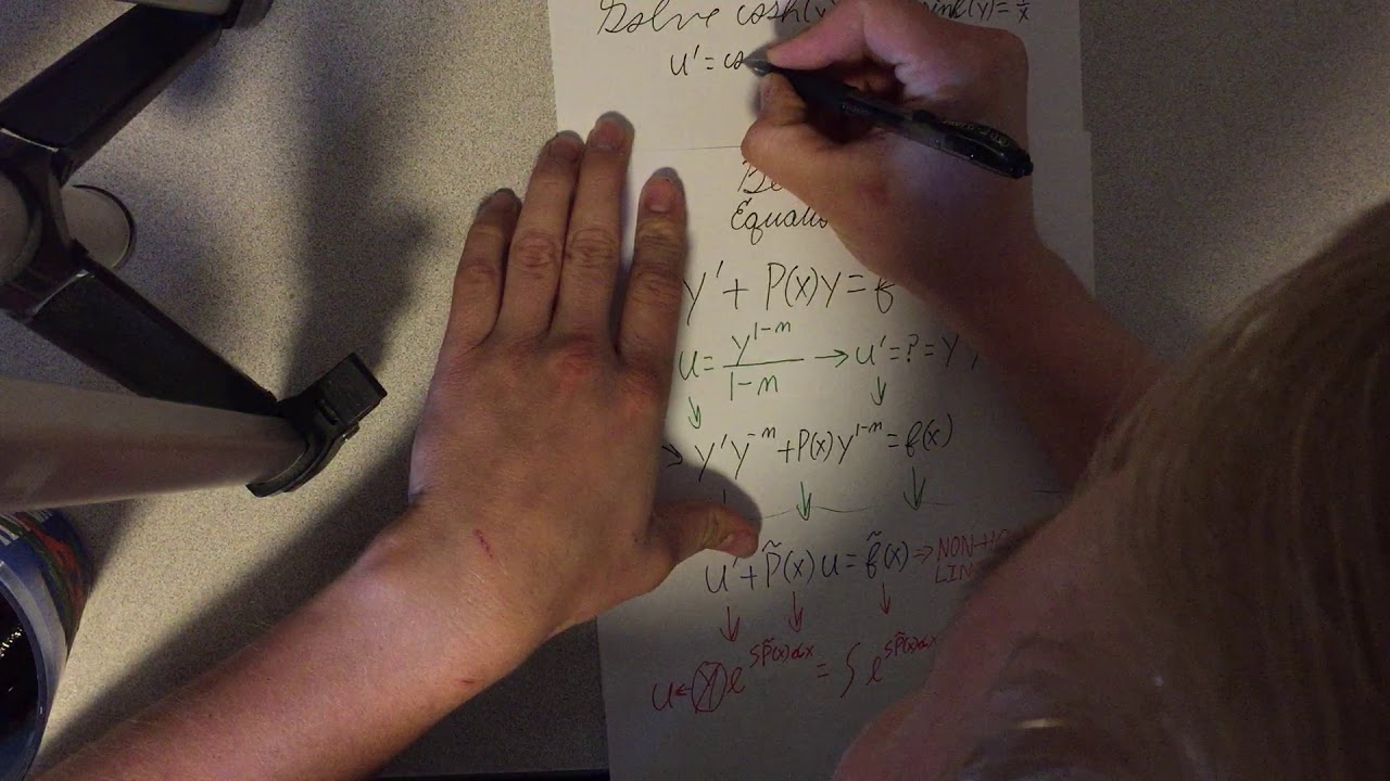 Solution to Bernoulli differential equation of cosh(y)y’-2/x(sinh(y))=1 ...