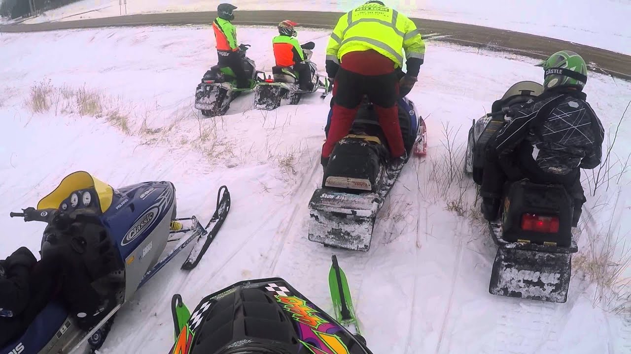 15 person snowmobile group; Getting stuck and more fun - YouTube