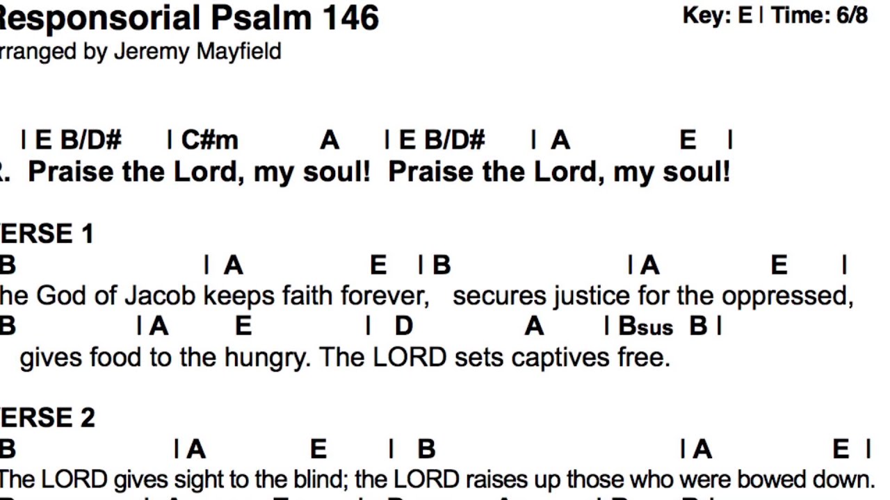 Responsorial Psalm 146 Praise The Lord My Soul Arr By Jeremy