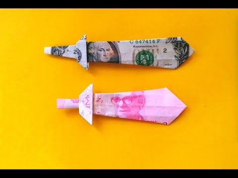 10 TL ve 1 Dolar ile kılıç nasıl yapılır ? / origami