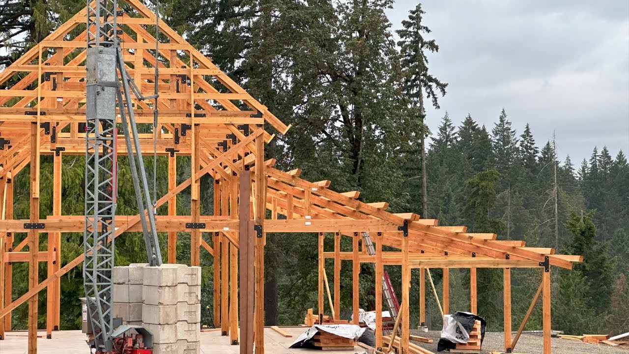 Post and Beam Barn Kit Part 7- Lean-to Purlins and Loft Framing - YouTube