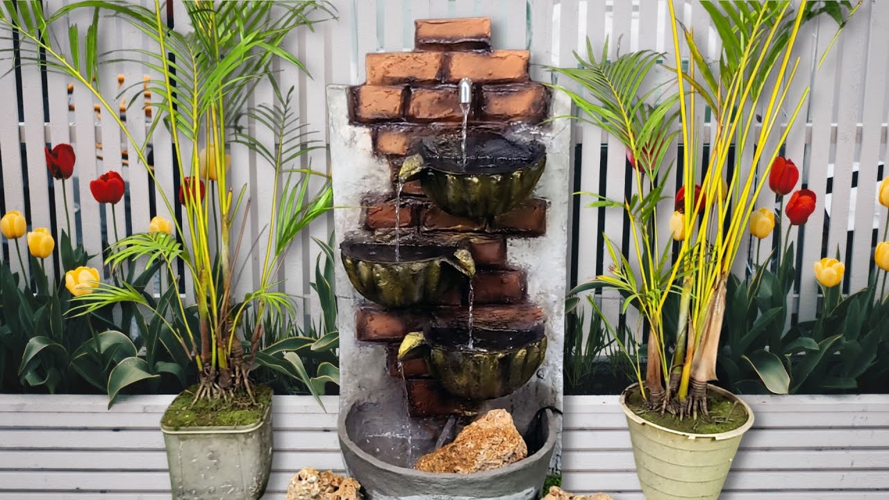 Building An Amazing Brick Fountain(with Concrete) - YouTube