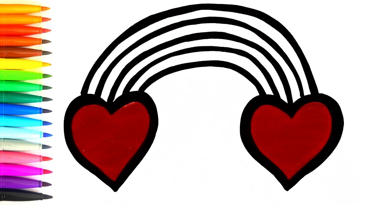 Rainbow Heart Drawing, Painting & Coloring for Kids, Toddlers / Lets ...