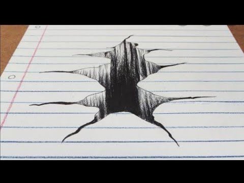 3 Boyutlu, Çukur (Yarık) Çizimi (3d Karakalem) 3D drawing