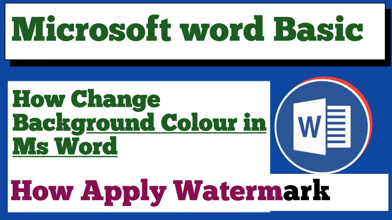how to change backround colour in ms word And how apply watermark in ms ...