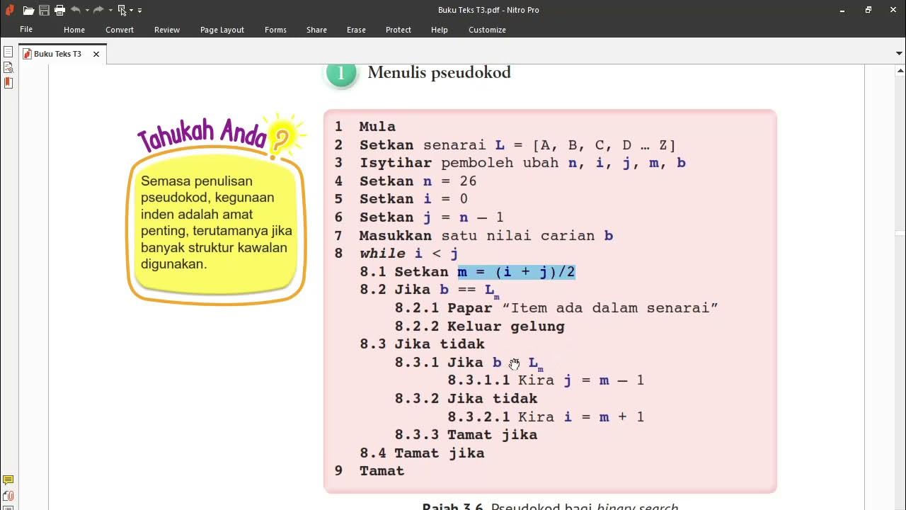 ASK T3 Bab 3 - Pseudokod Binary Search - YouTube