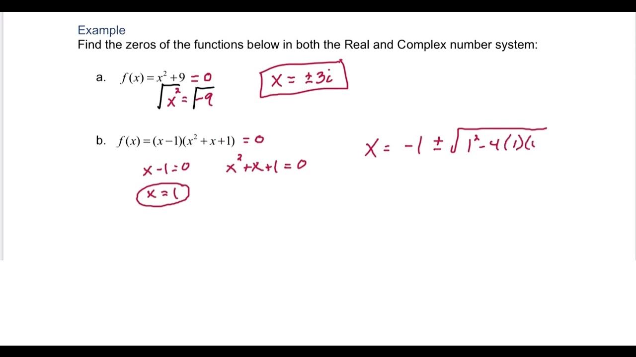 Finding Zeros in both real and complex number systems - YouTube
