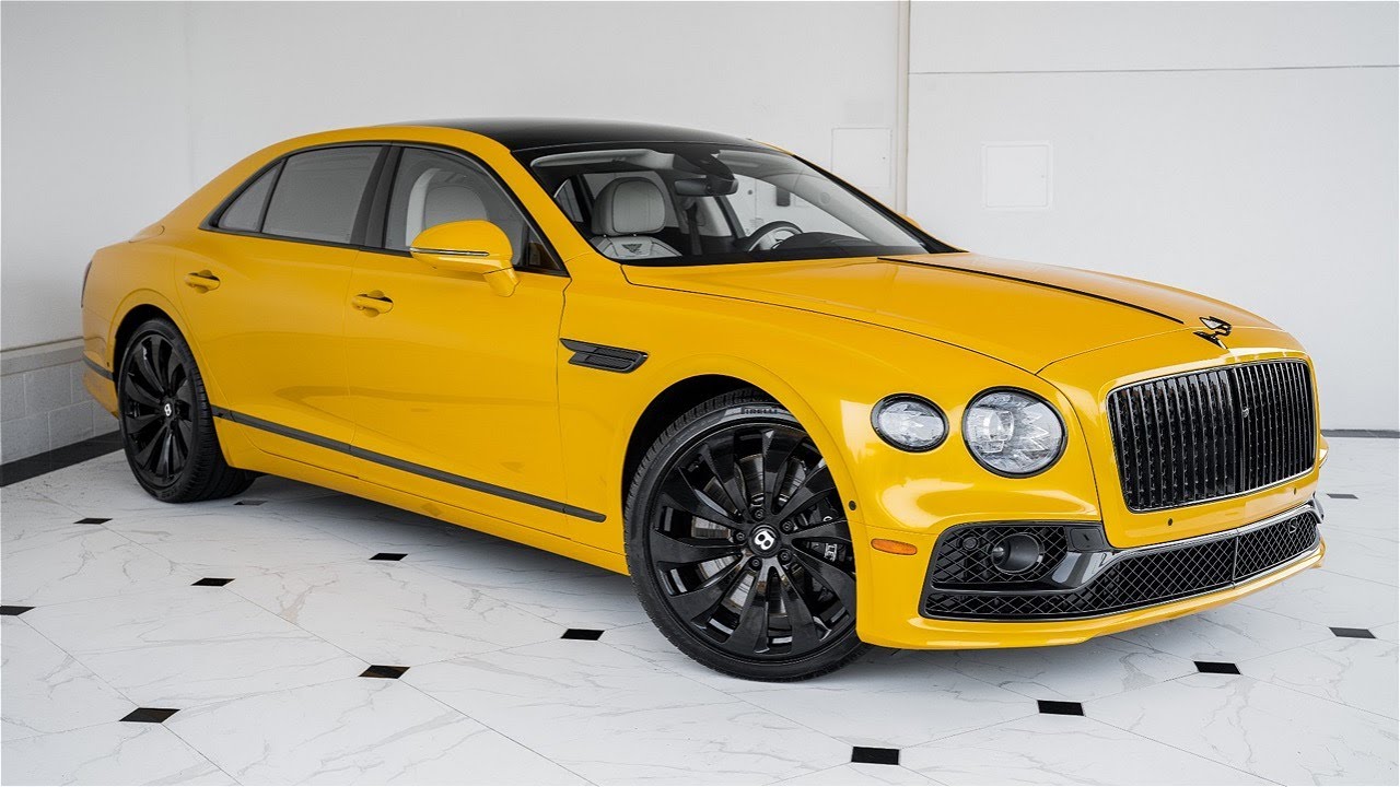 Monaco Yellow On Linen 2022 Bentley Flying Spur V8 - YouTube