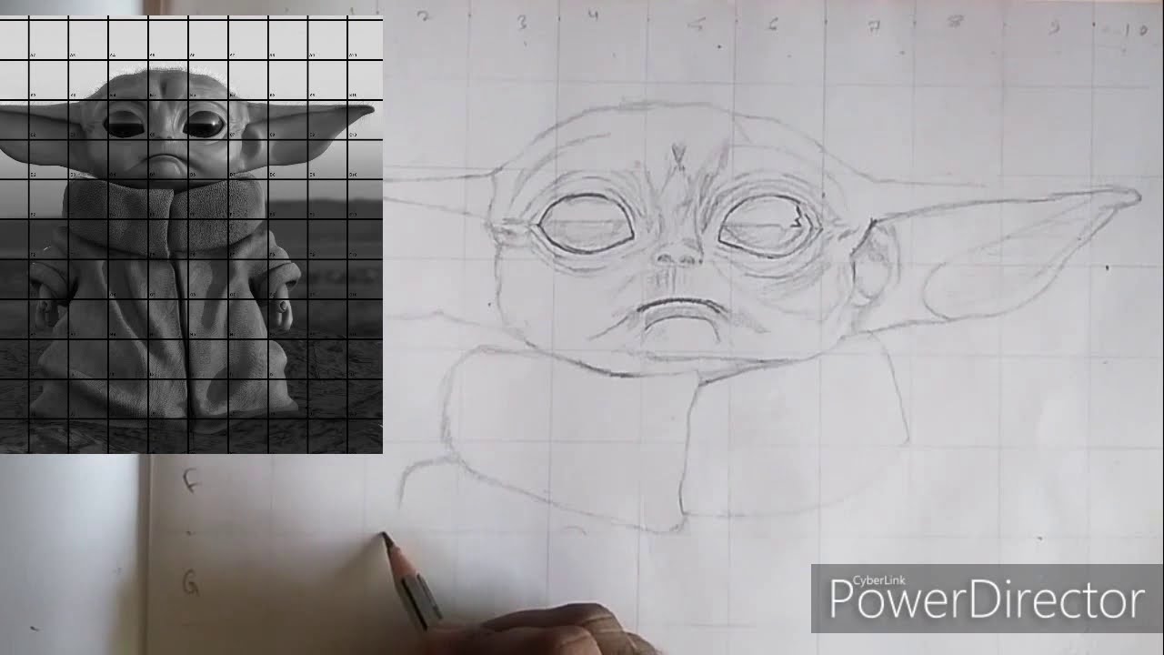 How to Draw Outline By Grid Method | Drawing Tutorial | Baby Yoda Part ...