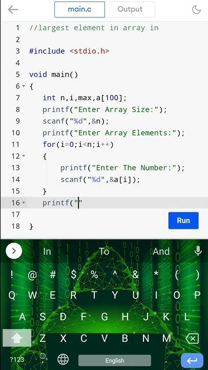 C PROGRAM TO FIND LARGEST ELEMENT IN AN ARRAY || FIND LARGEST NUMBER IN AN ARRAY #short # ...
