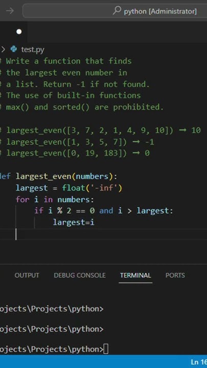 Largest even number from the list || python #subscribe - YouTube