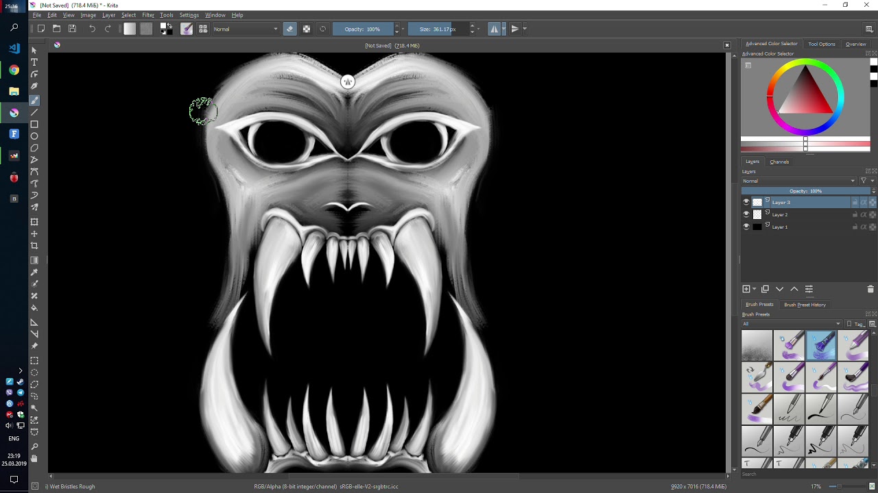 Speed Drawing: Monster. Krita (only one brush) - YouTube