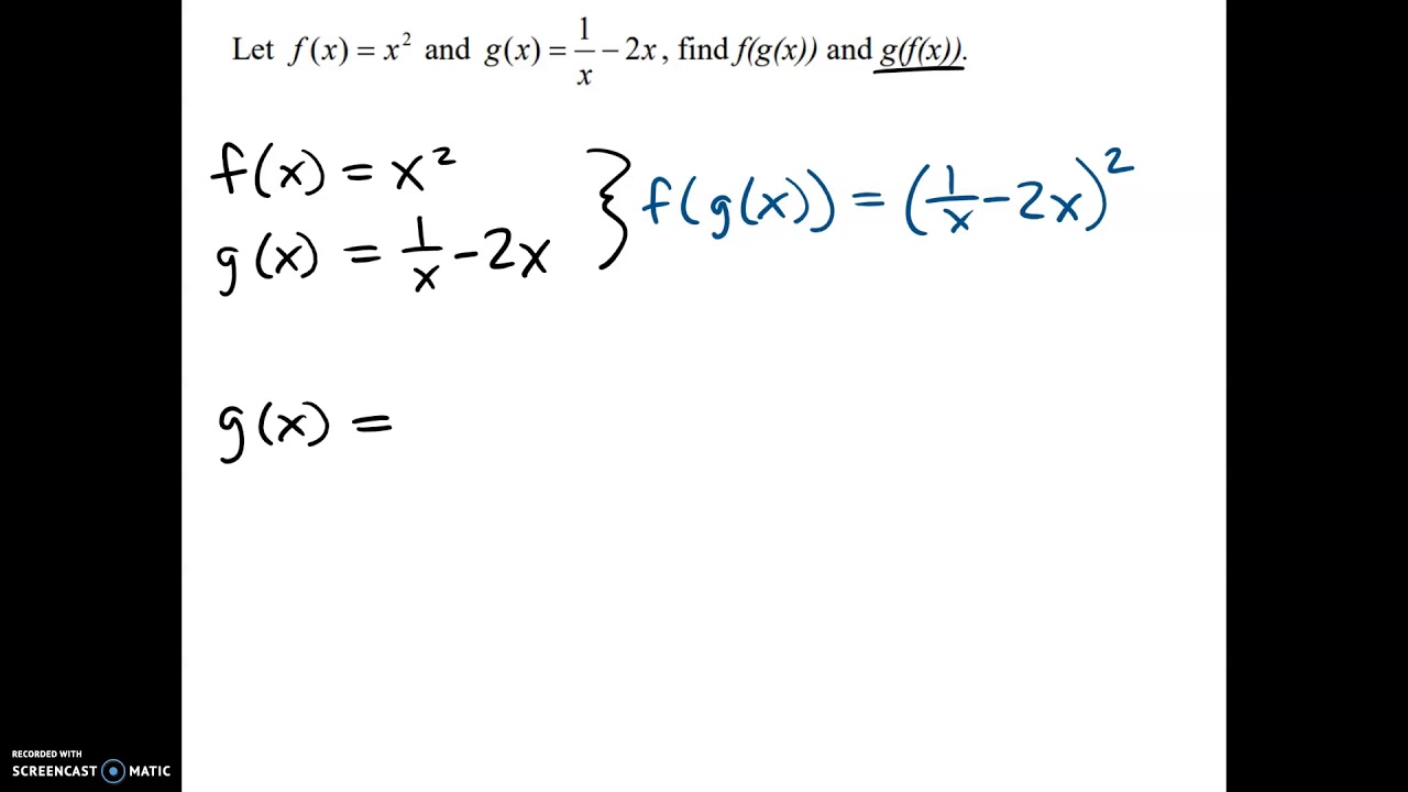 Composite Functions, Example 1 - f(g(x)) and g(f(x)) - YouTube