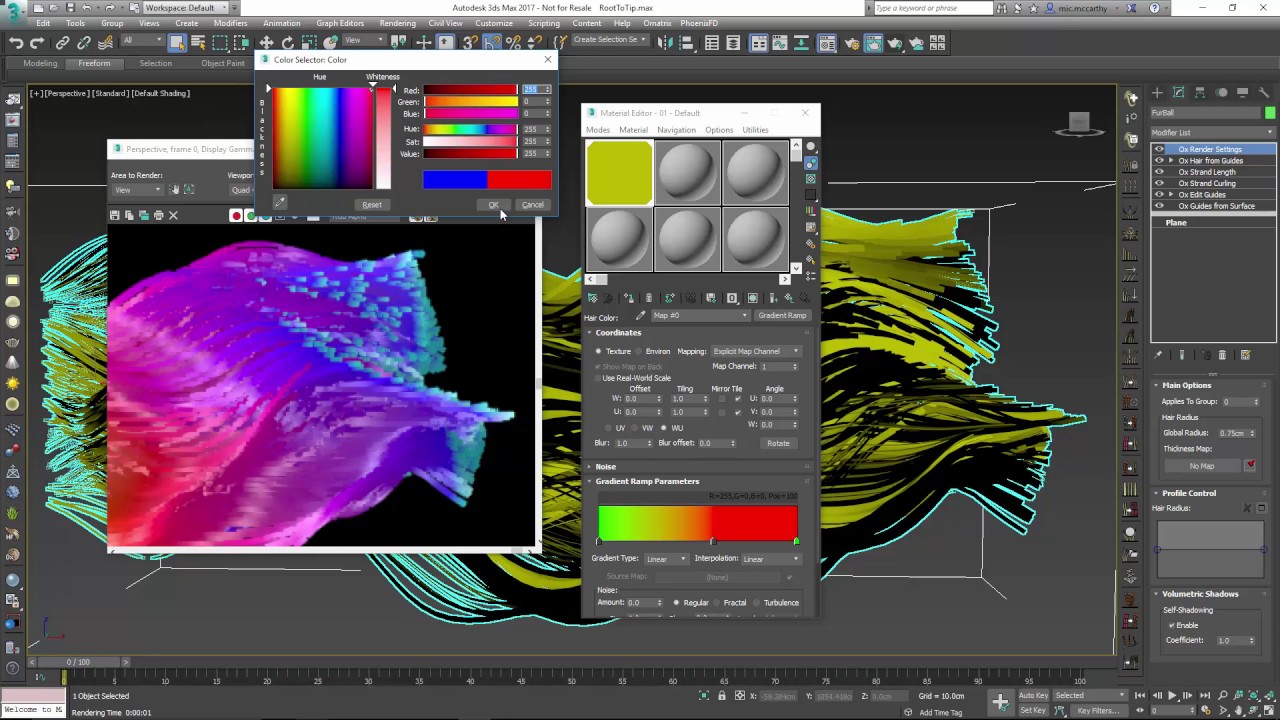 Ornatrix 3dsmax: Using W coord. to style hair from root to tip - YouTube