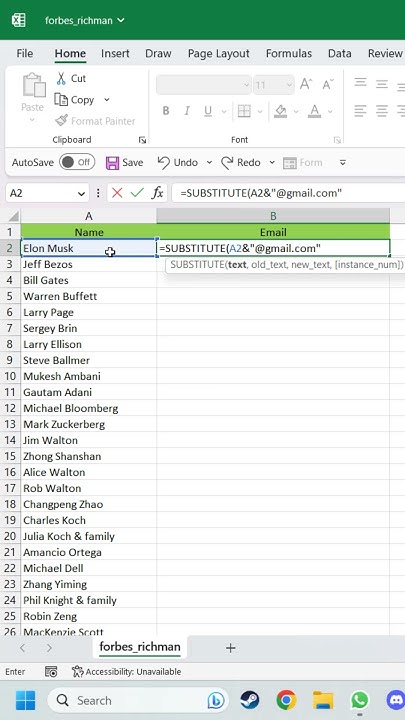 Easily Create Email Address #excel #exceltips #exceltutorial - YouTube