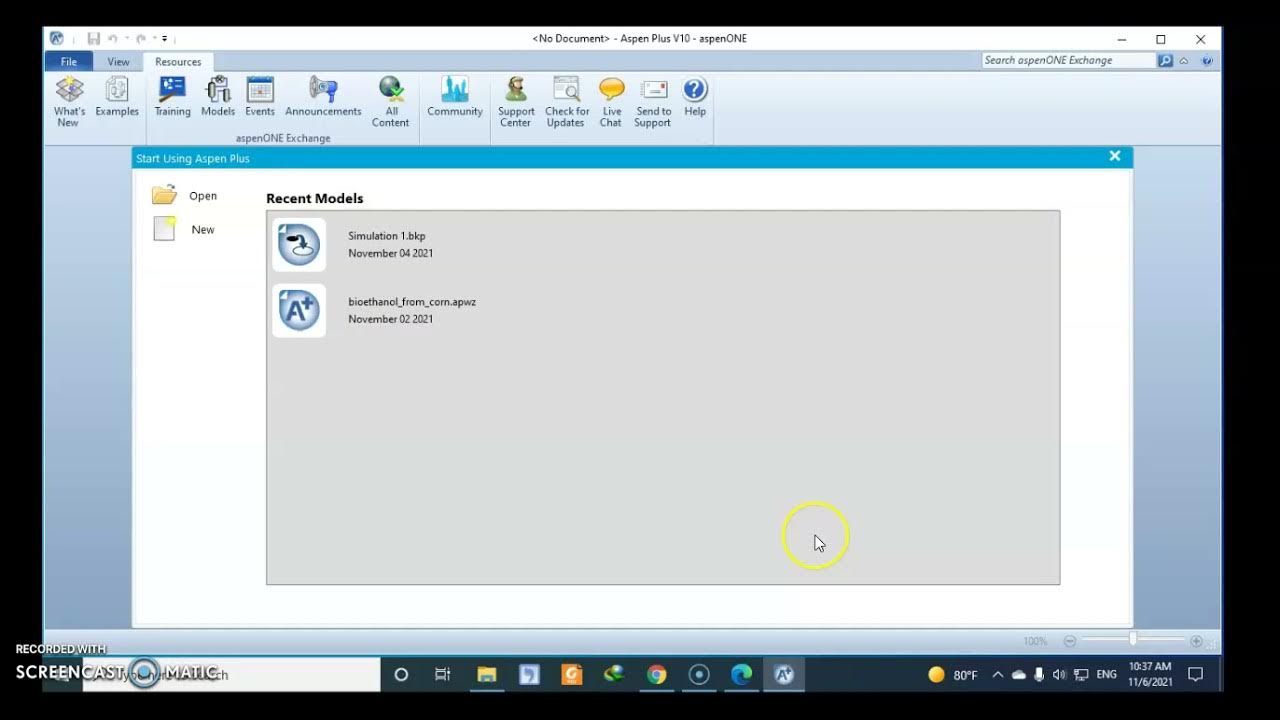 Introduction to Aspen plus v10. How to open, save and insert components in to Aspen plus - YouTube