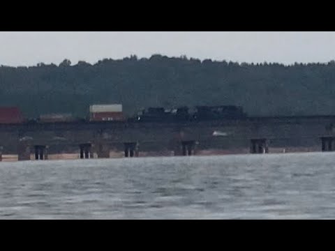 train going across a Bridge over lake hartwell in Clemson SC - YouTube
