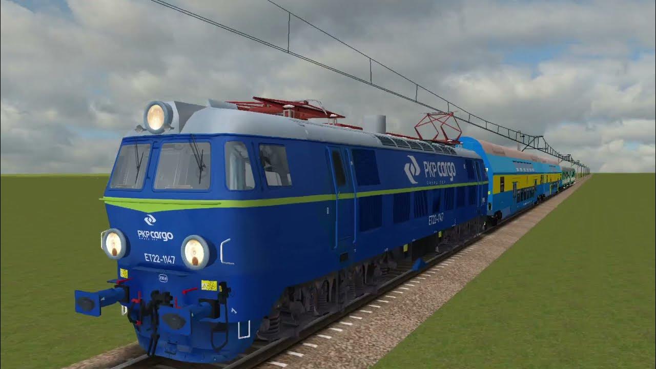 (symulator MaSzyna EU07 PC2010) Prezentacja, jazda i hamowanie ET22-1147 z iR - YouTube