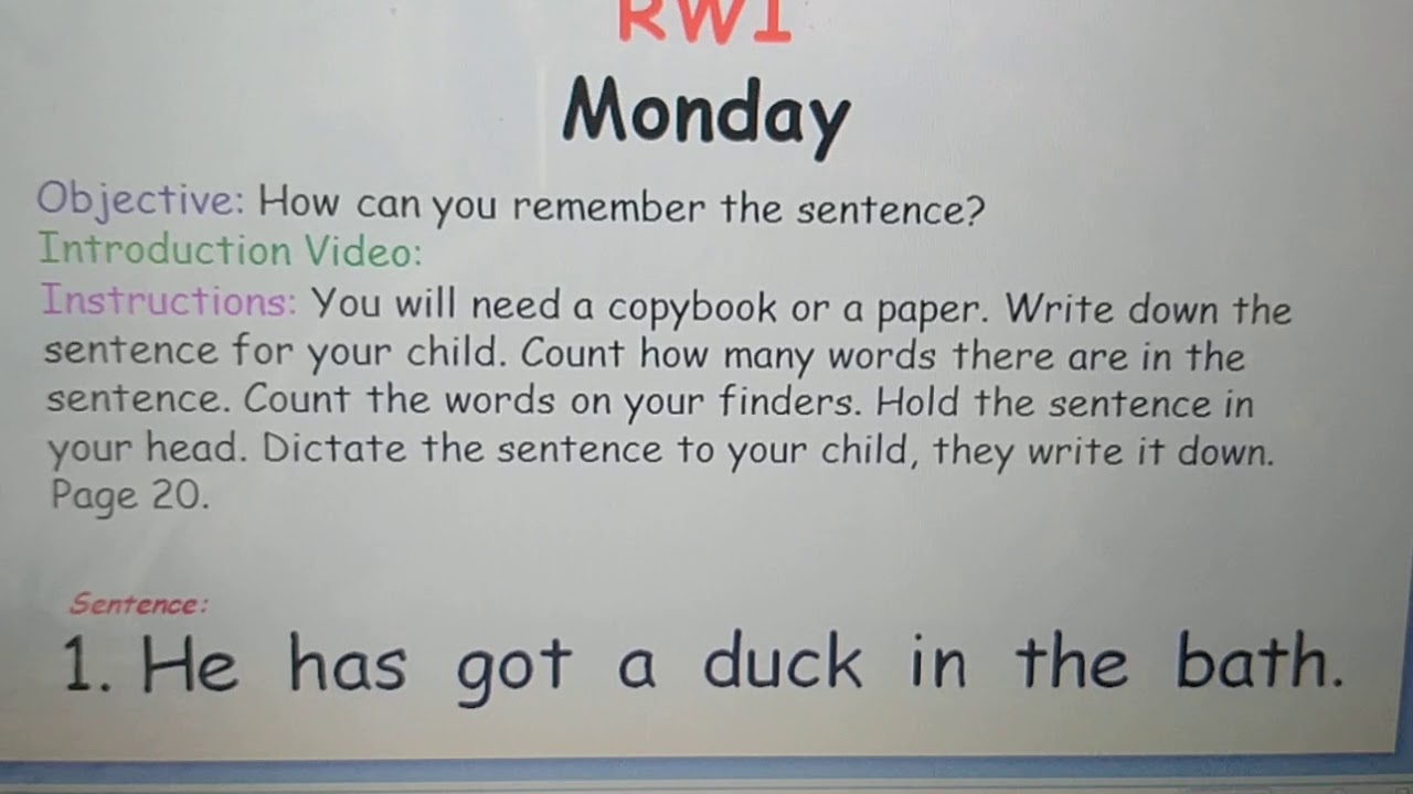 KG 2 RWI Hold a sentence 1 2 - YouTube