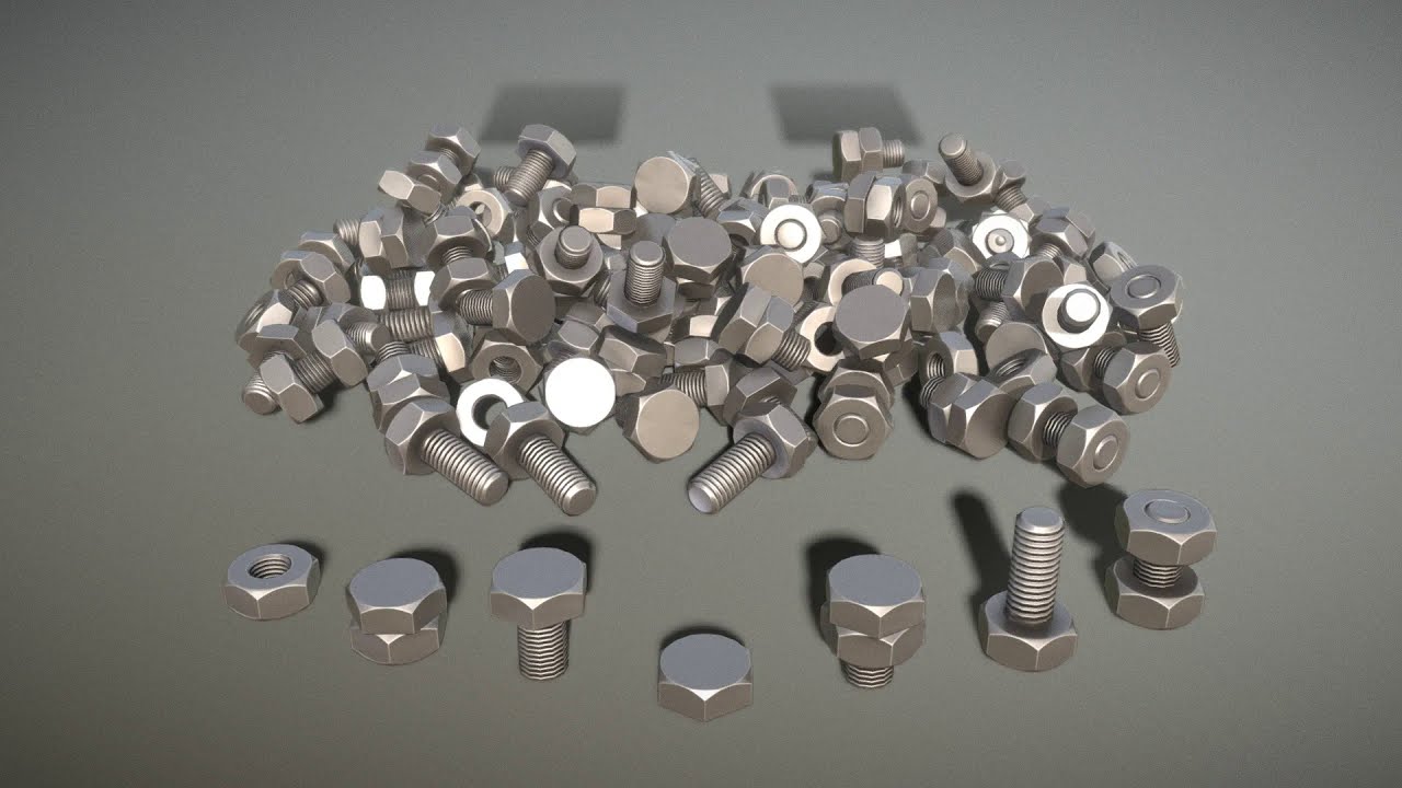 Low-Poly Nut And Bolt Components - Perspective 2 - YouTube
