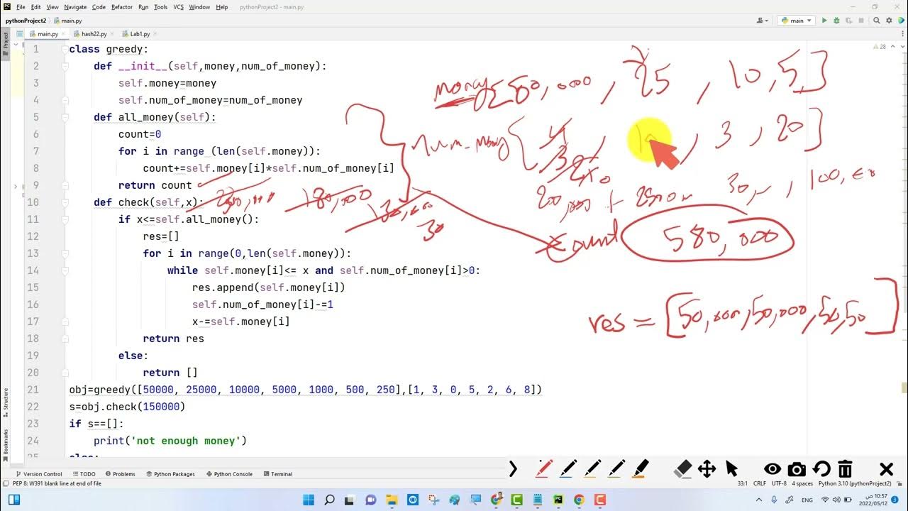 Apply ATM by the greedy algorithm in python - YouTube