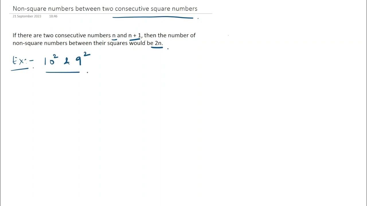 Class8 - Numbers between two consecutive square numbers part2 (Squares and square roots) - YouTube