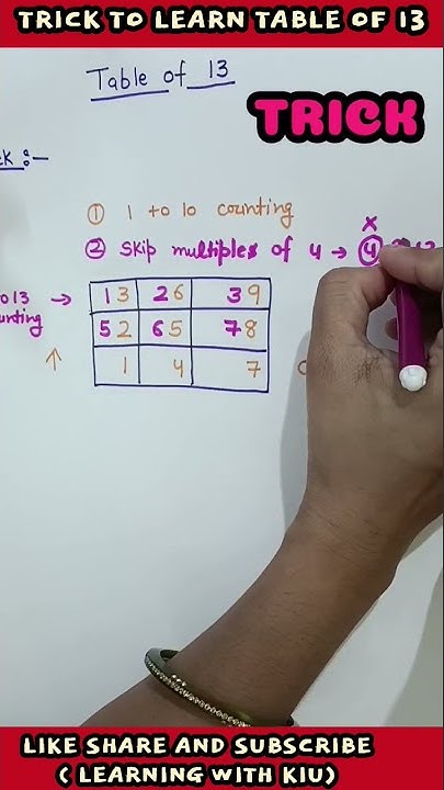 13×1=13 Multiplication,trick To Learn Table Of Thirteen 13,tables Song 
