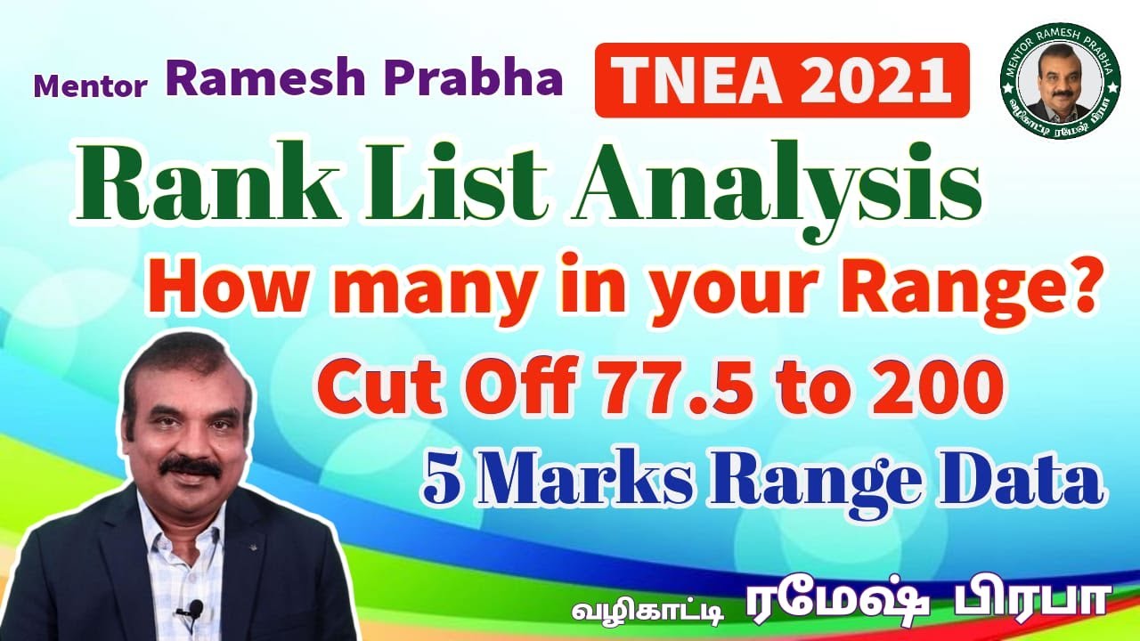 Rank List Analysis TNEA 2021 | How Many in your Cut off Range? | 5 ...