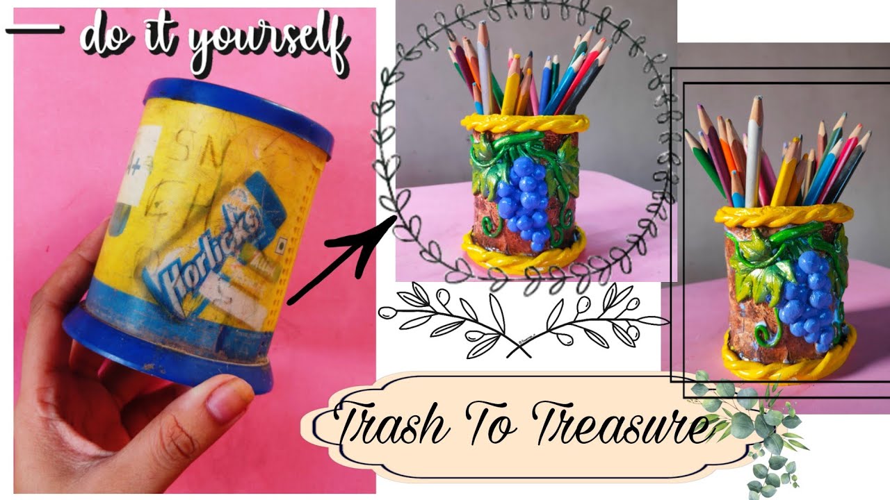 Reuse of an Old Pen Holder/ Best Out of Waste/ Clay Art/ Pen Stand ...