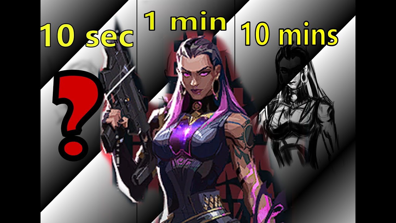 Drawing Reyna (Valorant) in 10 seconds, 1 minute and 10 minutes ...