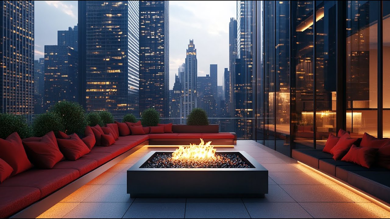 Sophisticated Jazz & fireplace | Cozy Balcony Overlooking the City ...