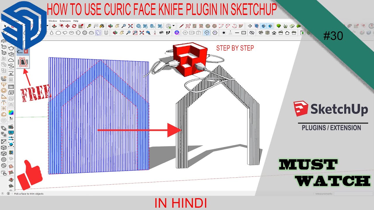 30 Curic Face Knife Plugin For Sketchup Free In Hindi Youtube