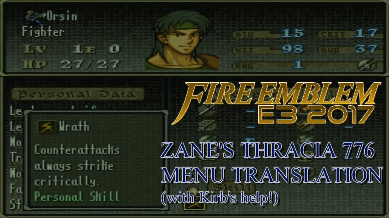 Fire Emblem E3 2017 - Zane's Thracia 776 Menu Translation - YouTube