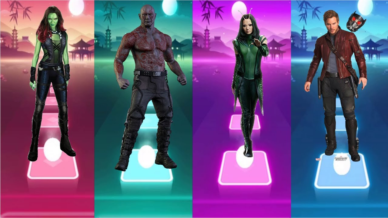 Gamora vs Drax vs Mantis vs Star Lord Guardians of the galaxy Tiles Hop ...