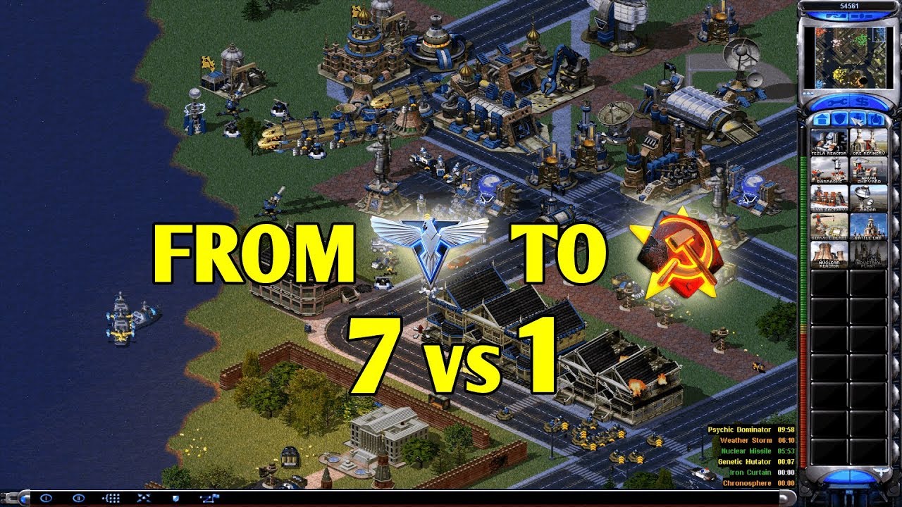 Red Alert 2 - From Allied to Soviet - 7 vs 1 + Superweapons - YouTube