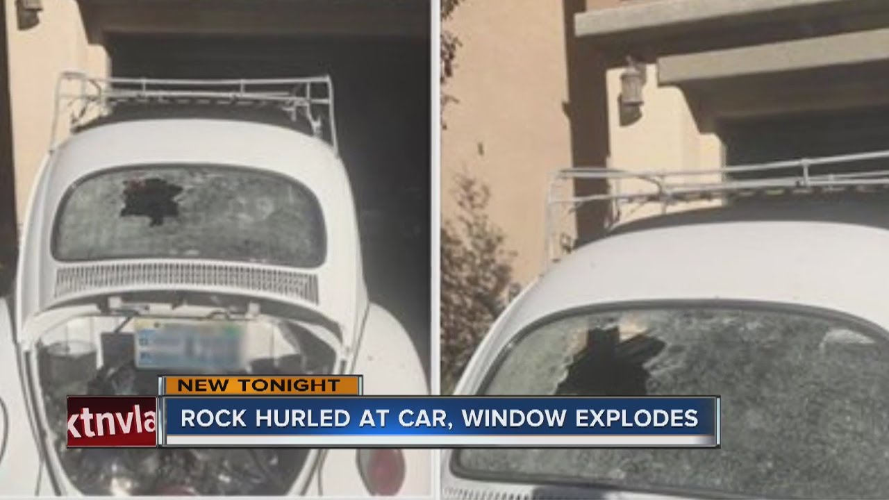Young driver has rock thrown at car, destroying back window - YouTube