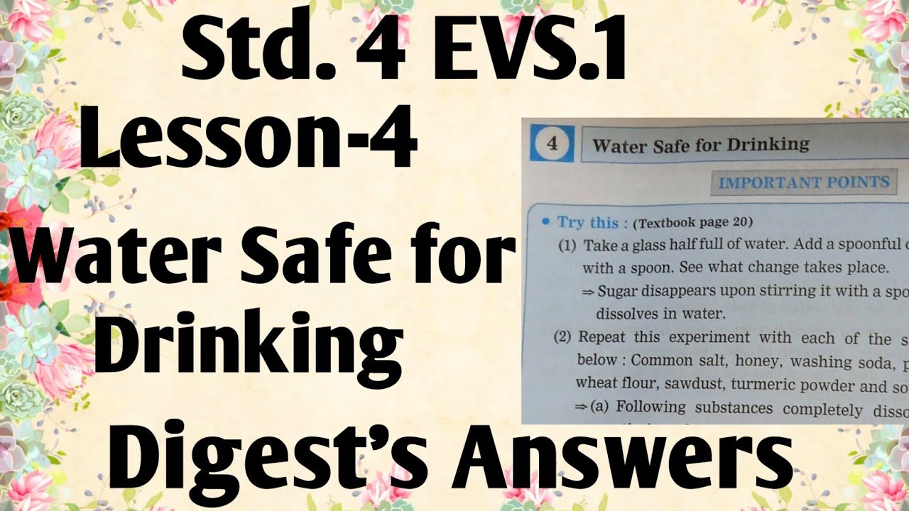 Std.4 EVS. 1 Lesson 4 Water Safe for Drinking Digest's Answers ...
