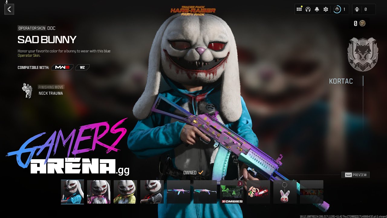 COD MW3 Tracer Pack HARE RAISER Doc Operator Skin Hard Unlocked PS XBOX ...