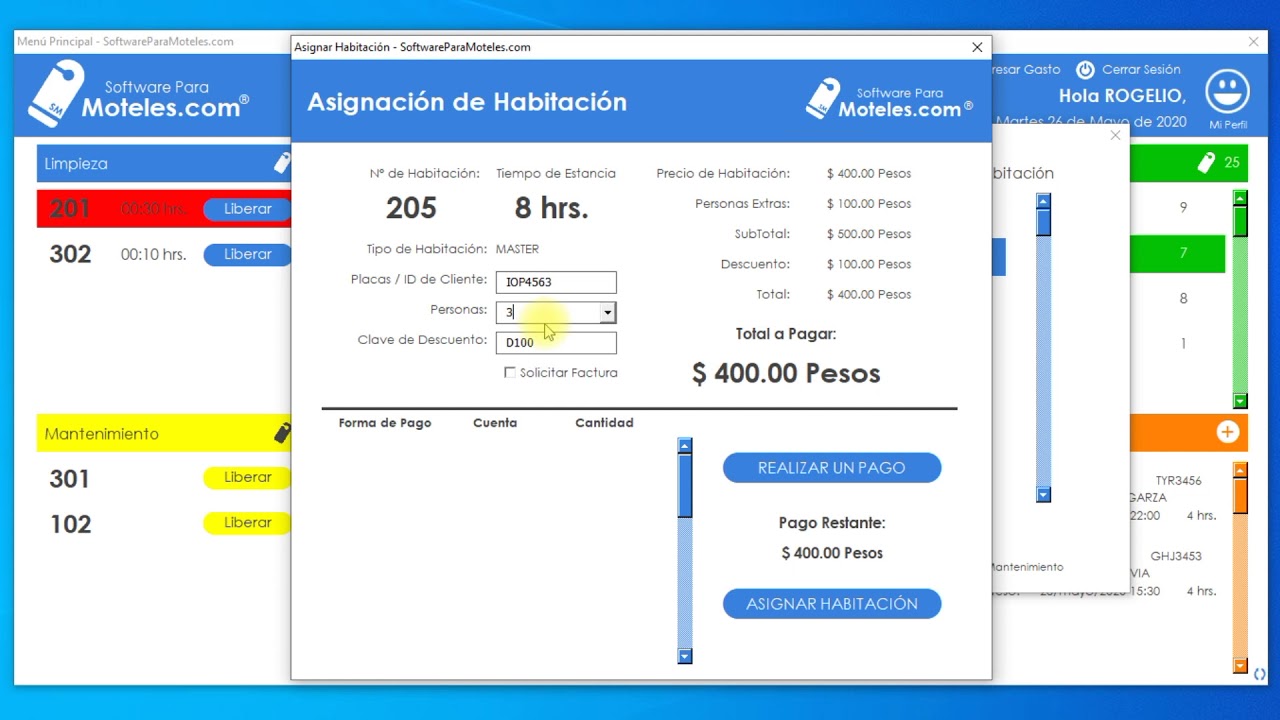 Software Para Moteles.com - ¿Cómo realizar el Check In de una Habitación? - Usuario - YouTube