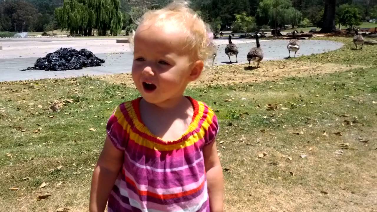 Paige and Reed Grossman playing with geese and boat 7-17-13 - YouTube