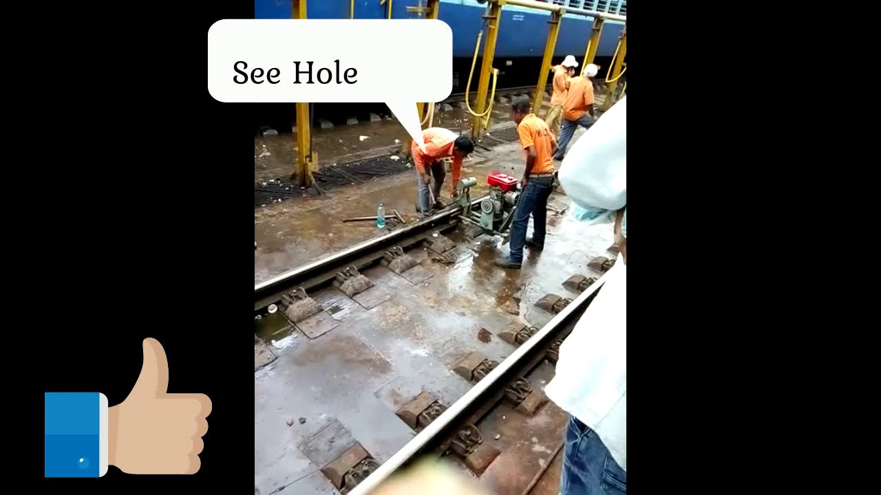 Drilling hole in Railway Track by Railway Railway Employee - YouTube