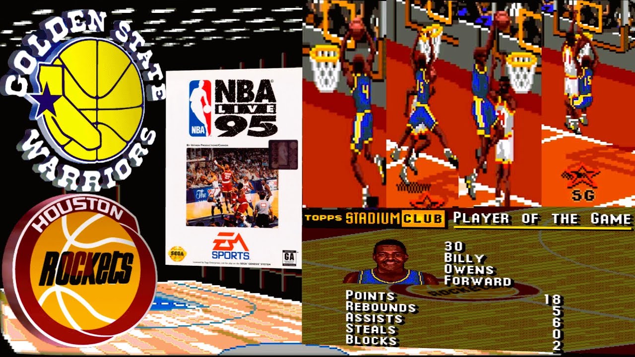 NBA Live 95 - Genesis - Golden State Warriors (21-5) vs Houston Rockets ...