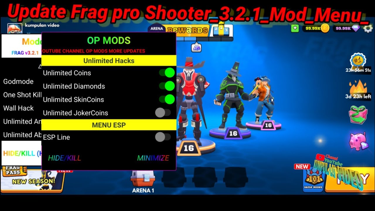 Update..Frag pro shooter 3.2.1 mod menu - YouTube